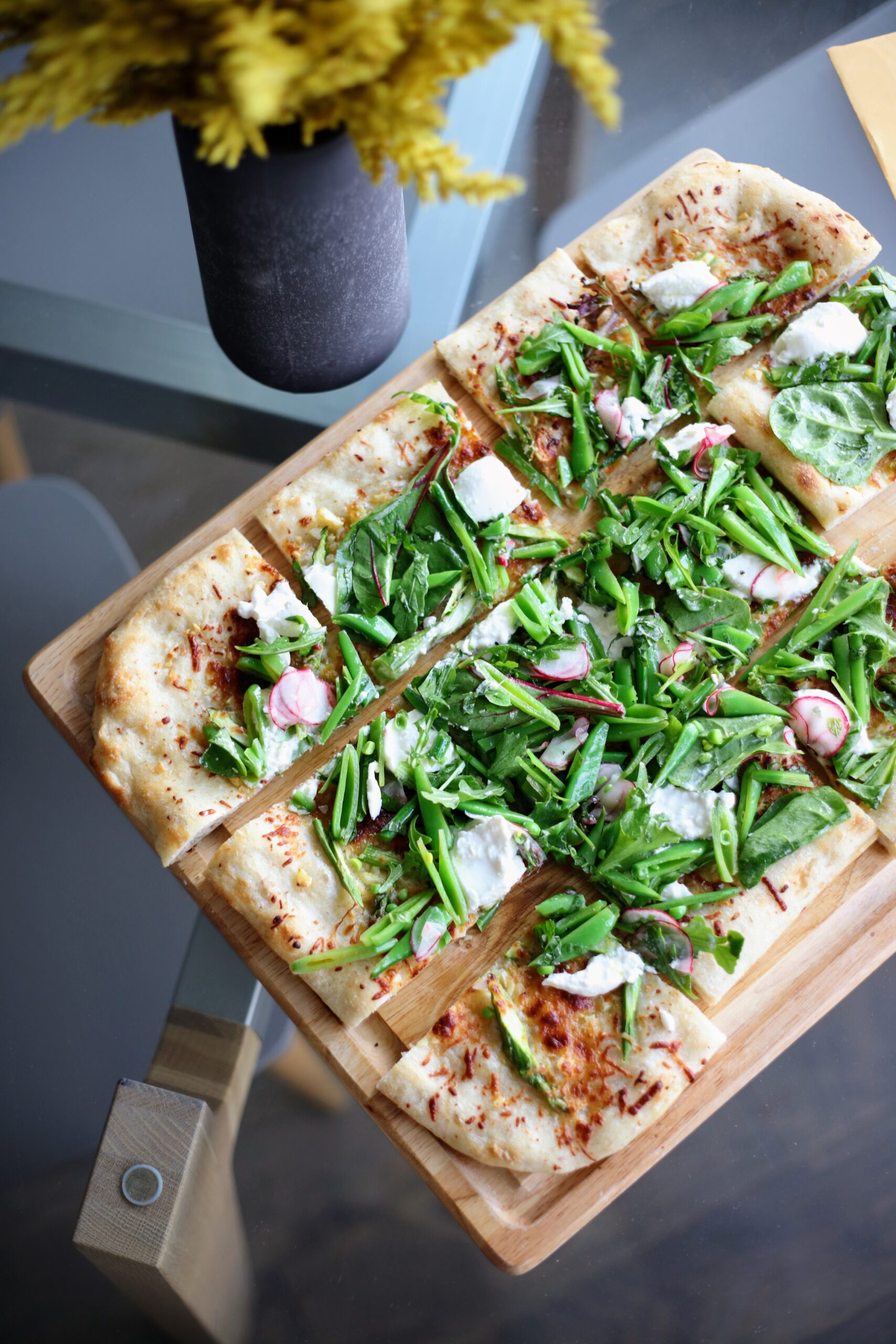 Spring Veggie Flatbread with Burrata - Everyday Delish