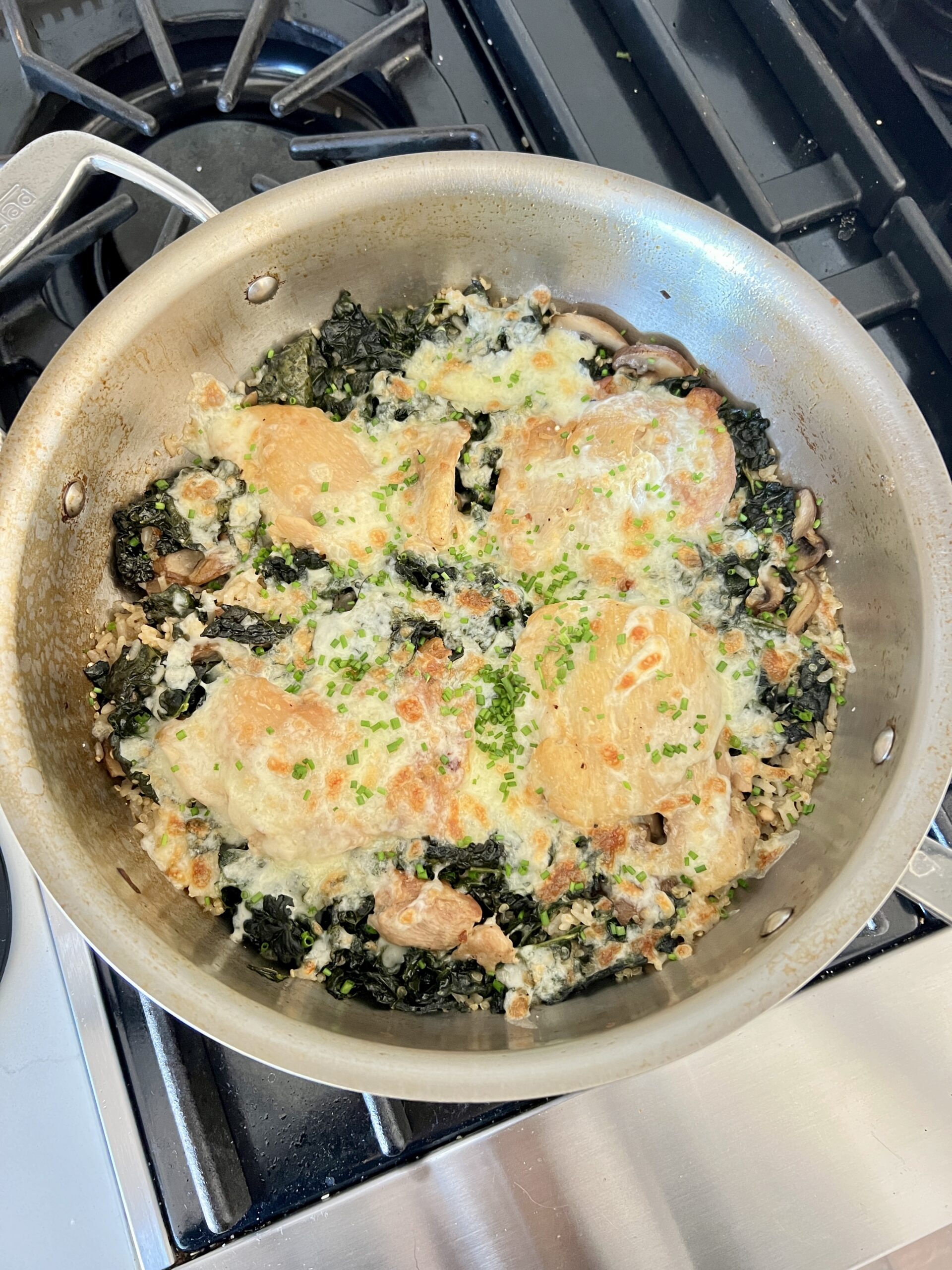 One Pot Creamy Mushroom Chicken and Rice Skillet - Everyday Delish