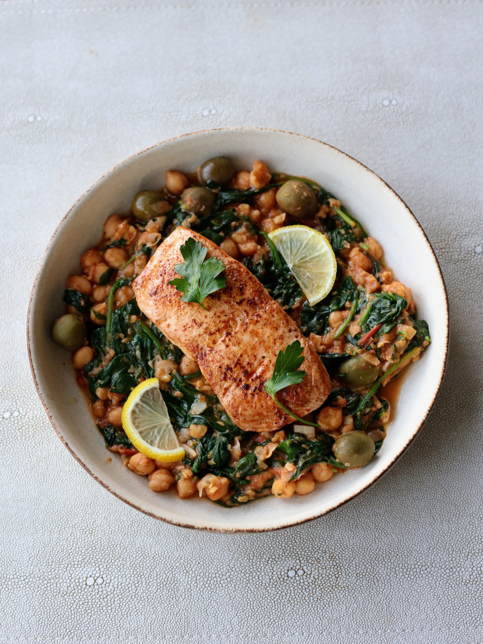 Chickpea Mash with Mediterranean Salmon - Everyday Delish